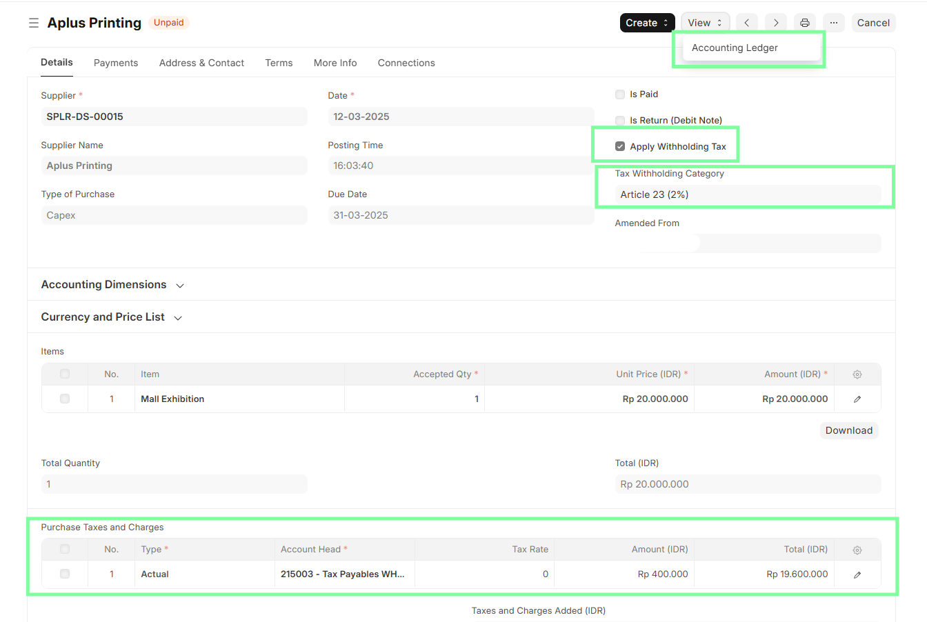 FI- Purchase Invoice Verification & Submit