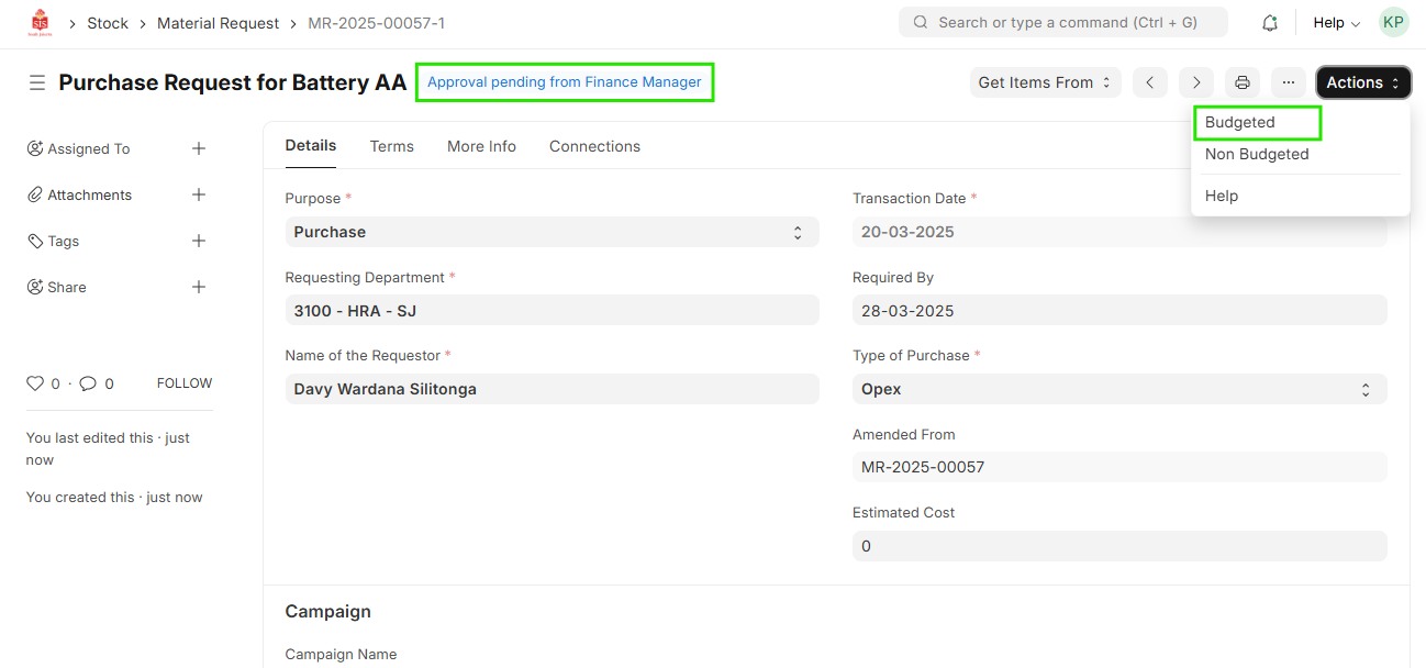 BY-Material Request Submit